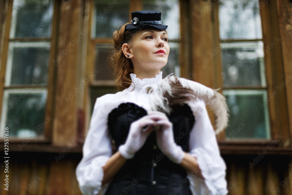 Old-fashioned victorian model posing Stock Photo | Adobe Stock