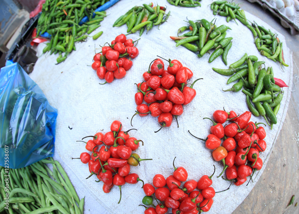 red chilli selling at the vegetable market at nepal Stock Photo | Adobe ...