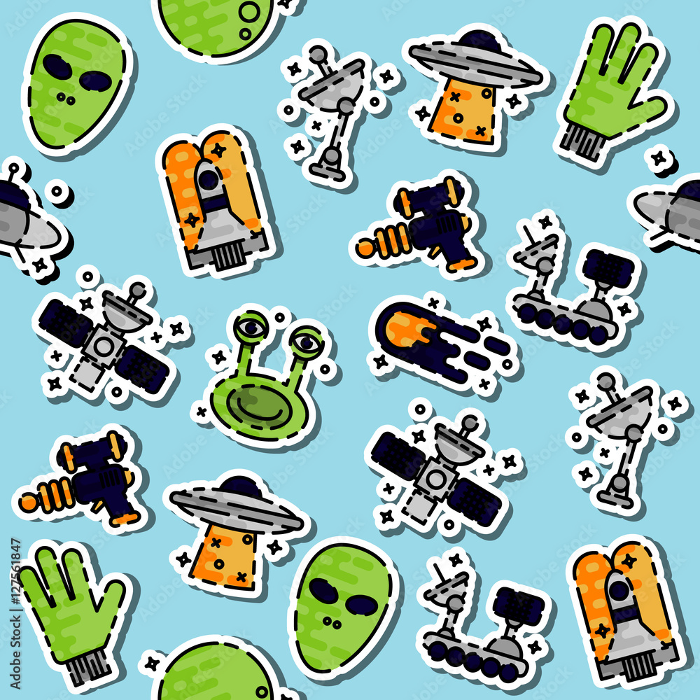 Colored UFO pattern Stock Vector | Adobe Stock