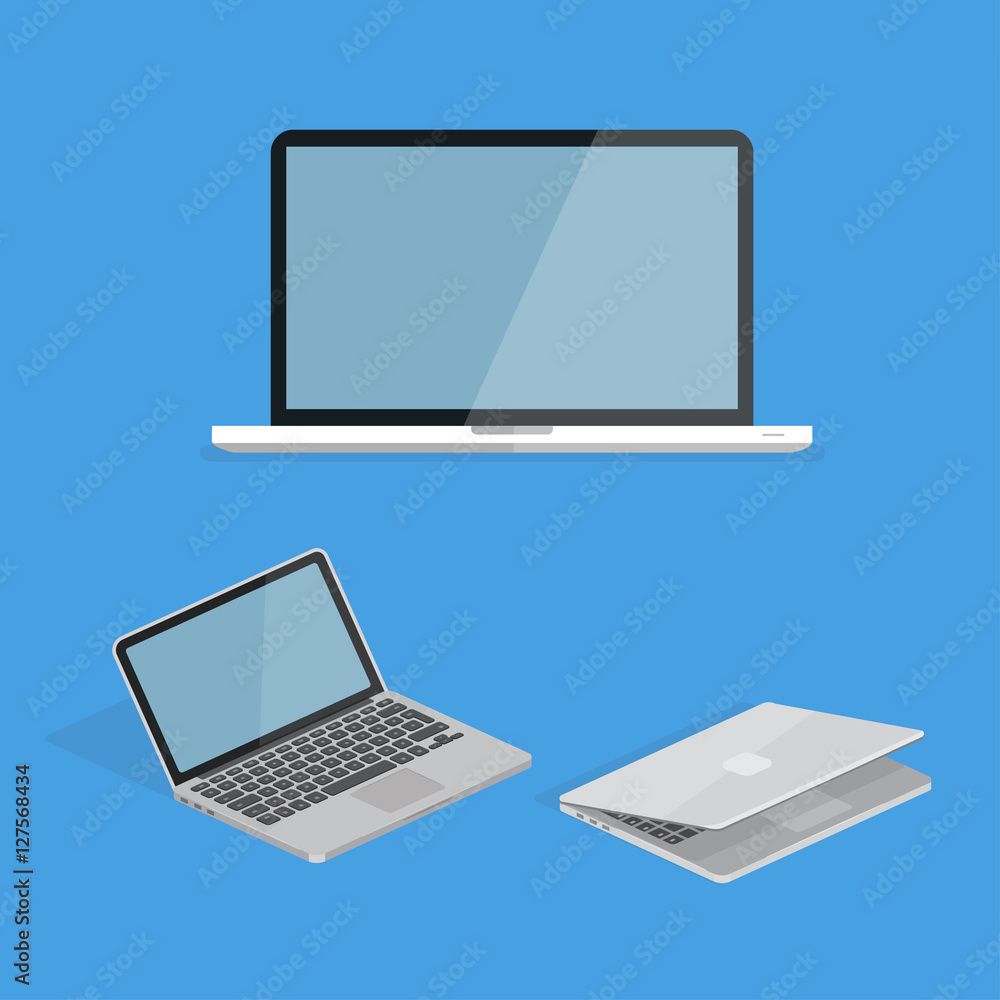 Laptop Flat Design Illustration Stock Vector | Adobe Stock