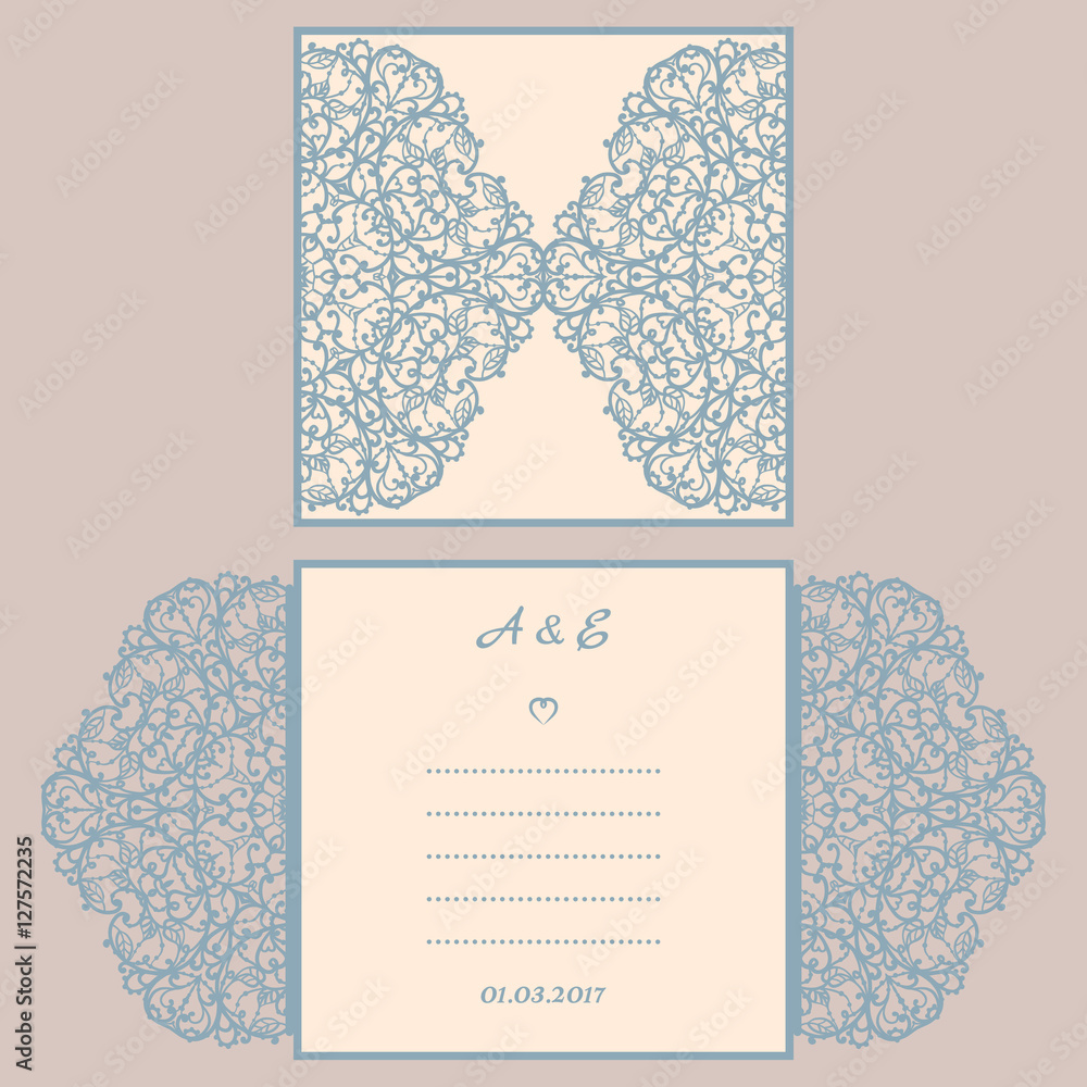 Wedding invitation or greeting card with abstract ornament. Vector ...