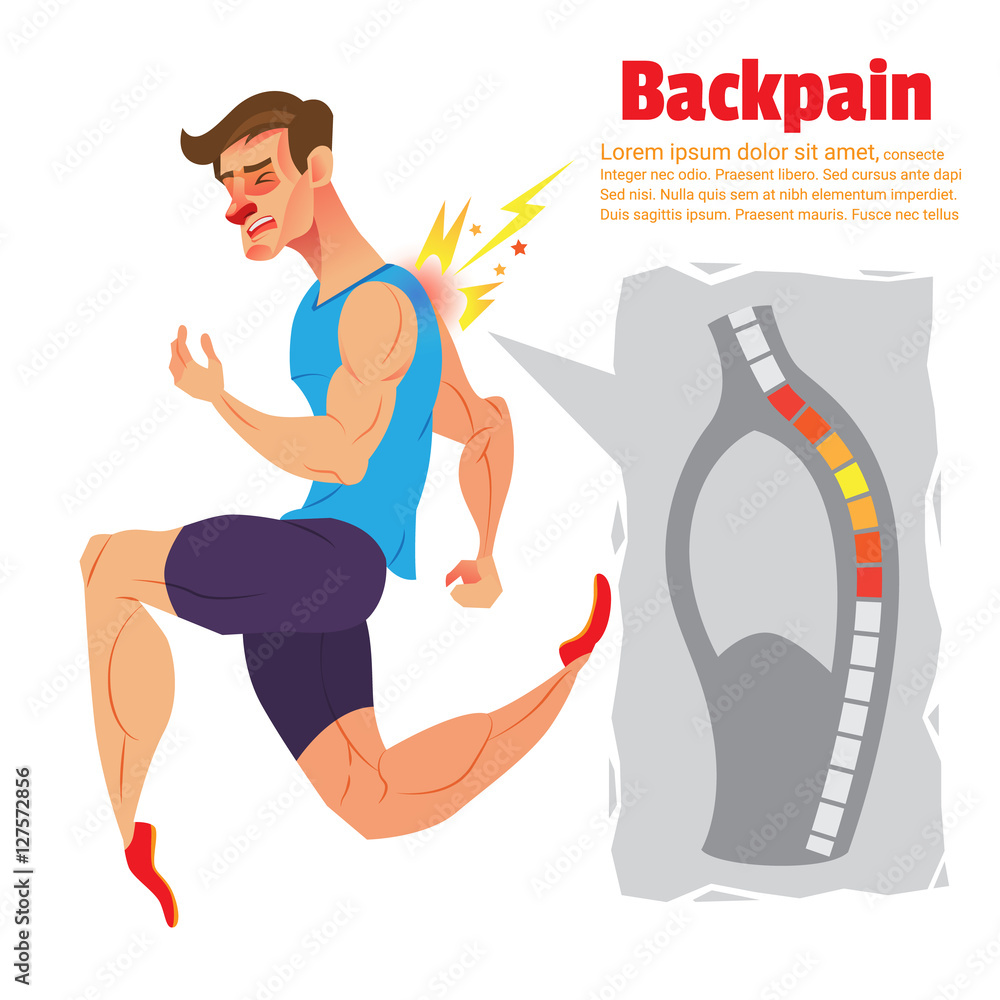 Vetor do Stock: Back pain of ahtletic, Cartoon character, Vector ...
