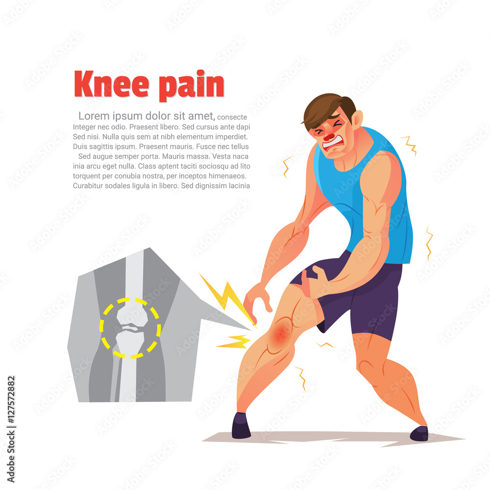 Knee pain of ahtletic, Cartoon character, Vector illustration. Stock ...
