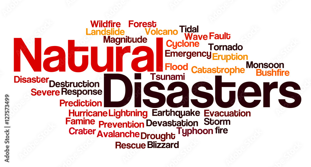 Natural disasters word cloud background Stock Illustration | Adobe Stock
