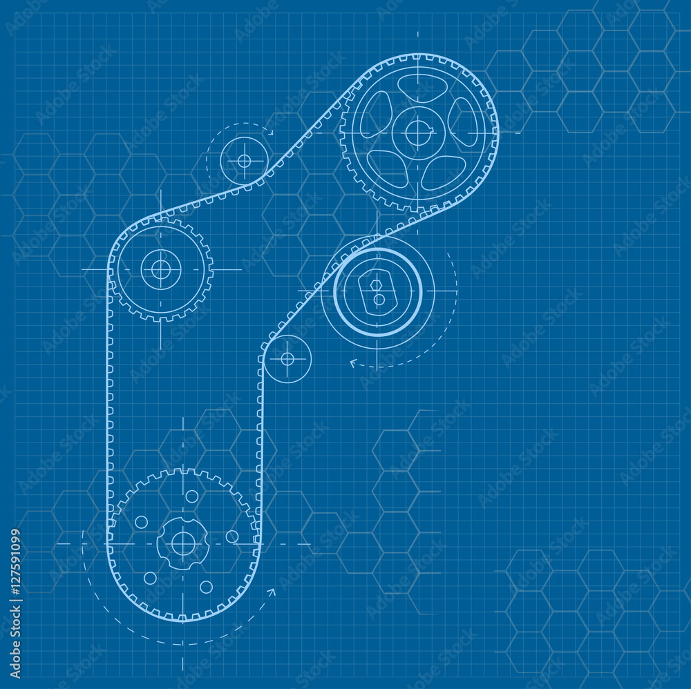 The technical drawing on a blue background Stock Vector | Adobe Stock