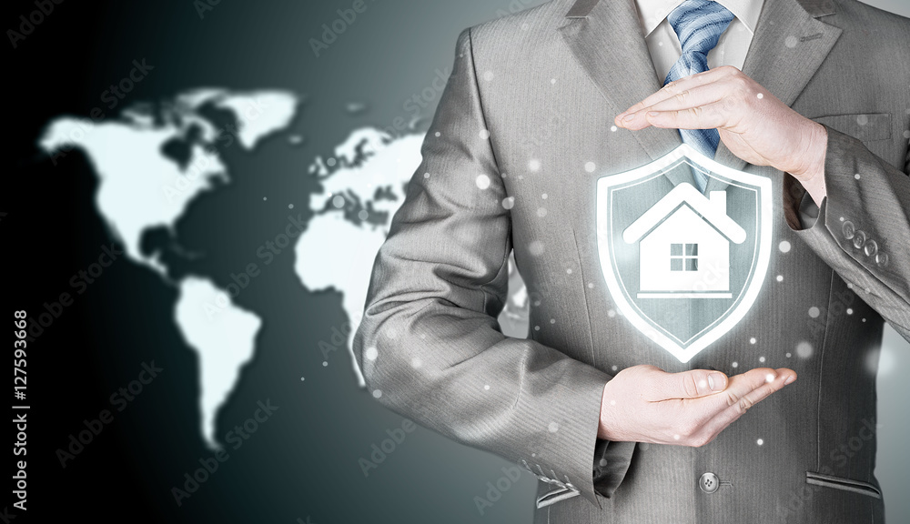 House protection and insurance. Home shield. Real estate safety. World ...