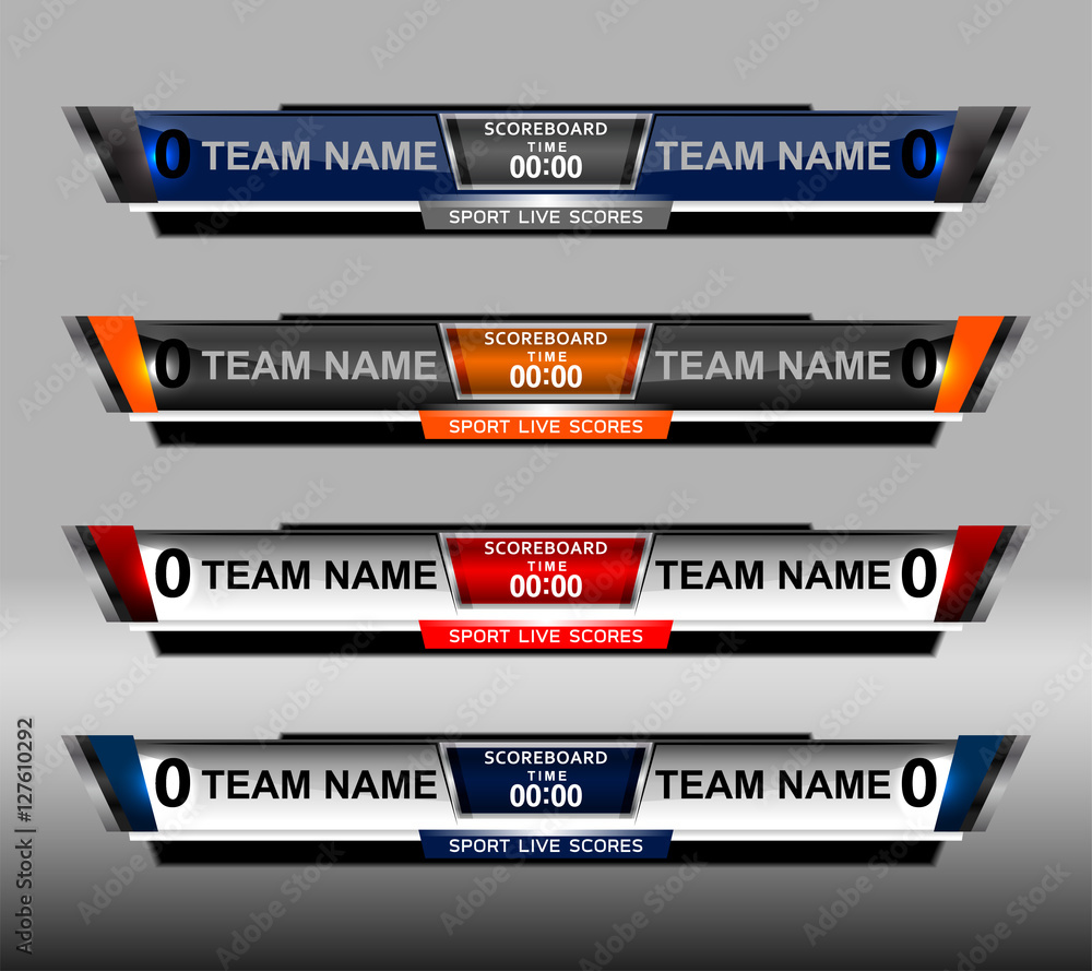 scoreboard elements design for football and soccer, vector illustration ...