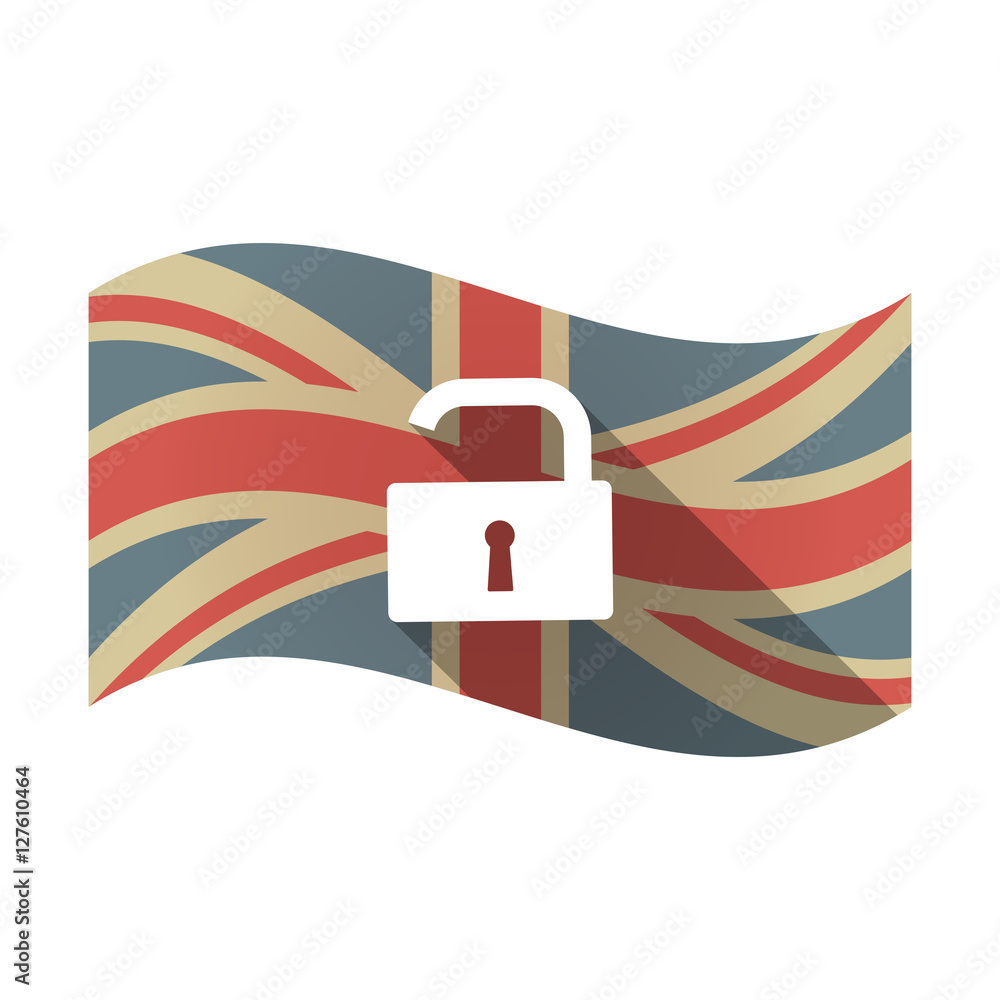 Isolated UK flag with an open lock pad Stock Vector | Adobe Stock
