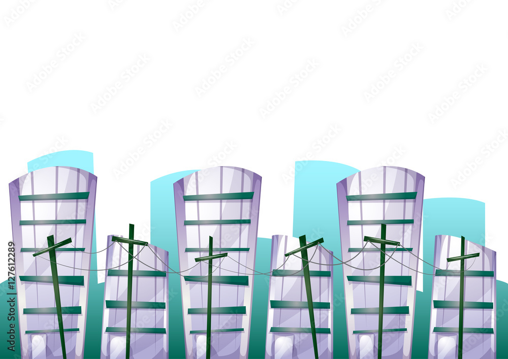 cartoon vector building background with separated layers for game art ...