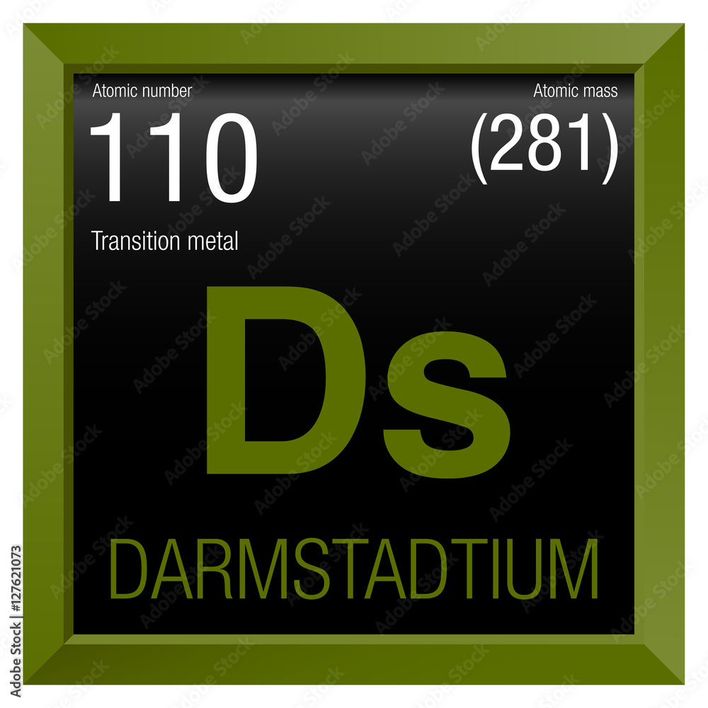 Darmstadtium symbol. Element number 110 of the Periodic Table of the ...