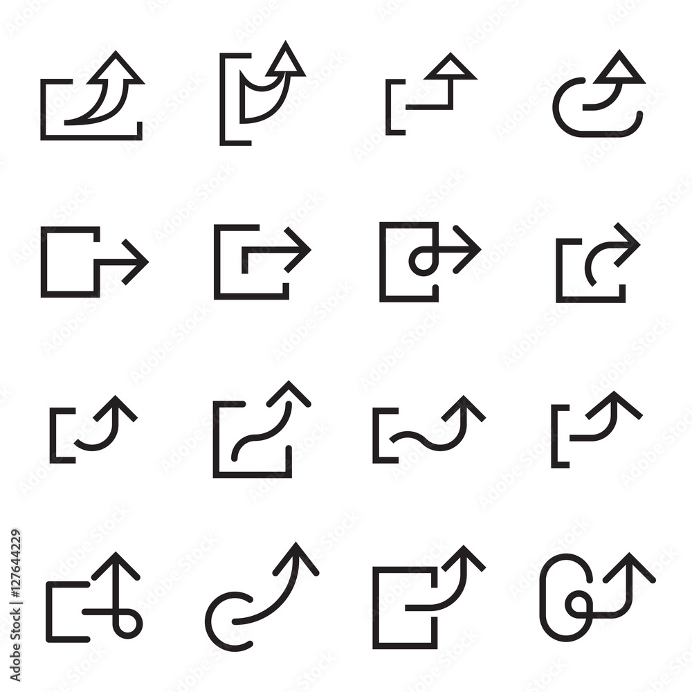 Arrow share icons for web interface. Linear vector illustration Stock ...