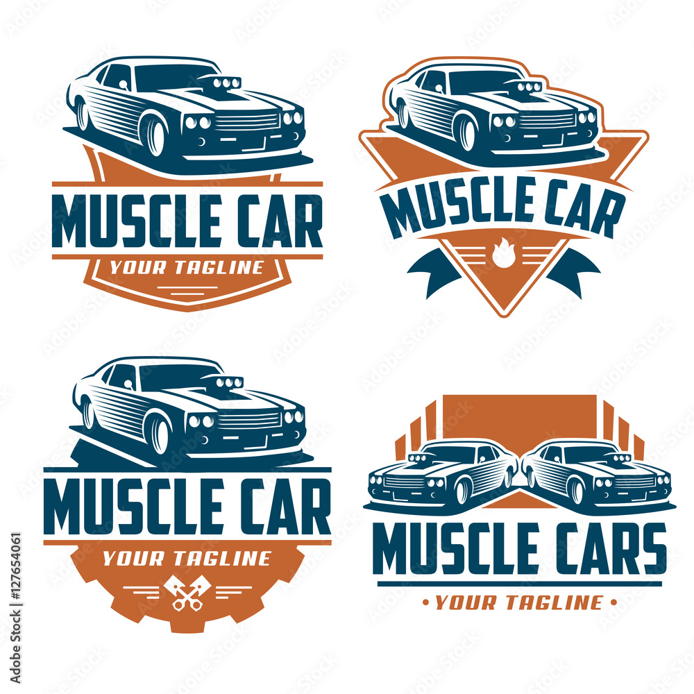 Vector pack of muscle car logo design, muscle car vector set Stock ...