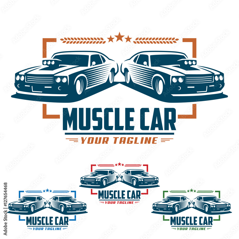 Muscle car logo, retro logo style, vintage logo Stock Vector | Adobe Stock