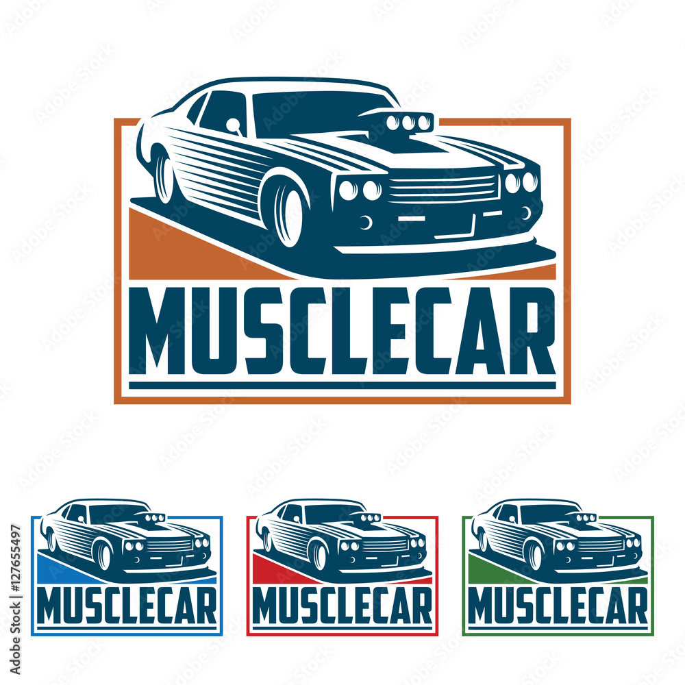 Muscle car logo, retro logo style, vintage logo Stock Vector | Adobe Stock