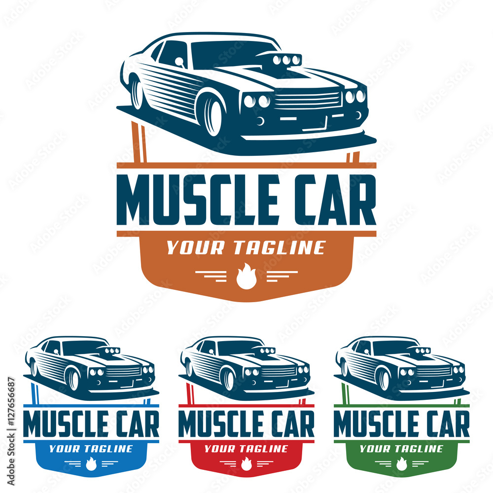 Muscle car logo, retro logo style, vintage logo Stock Vector | Adobe Stock
