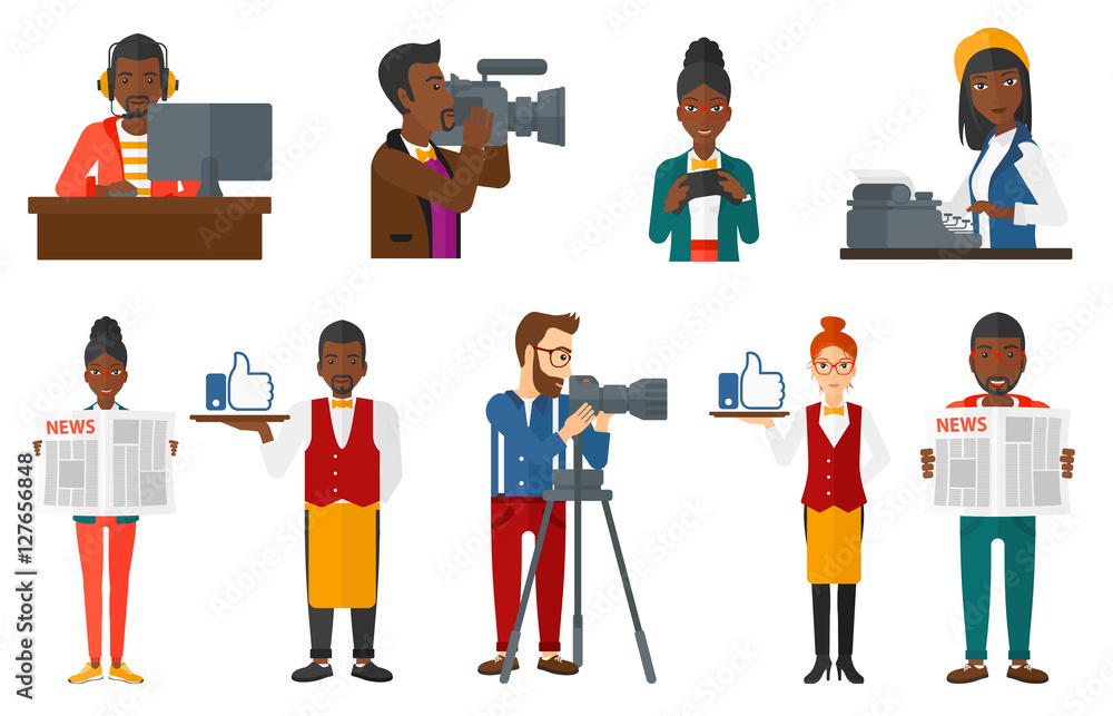 Vector set of media people characters. Stock Vector | Adobe Stock