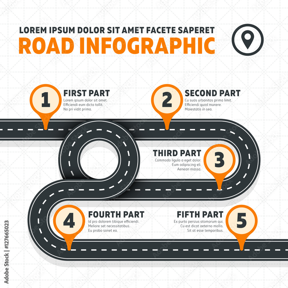 Road map, street, highway modern vector business infographics Stock ...