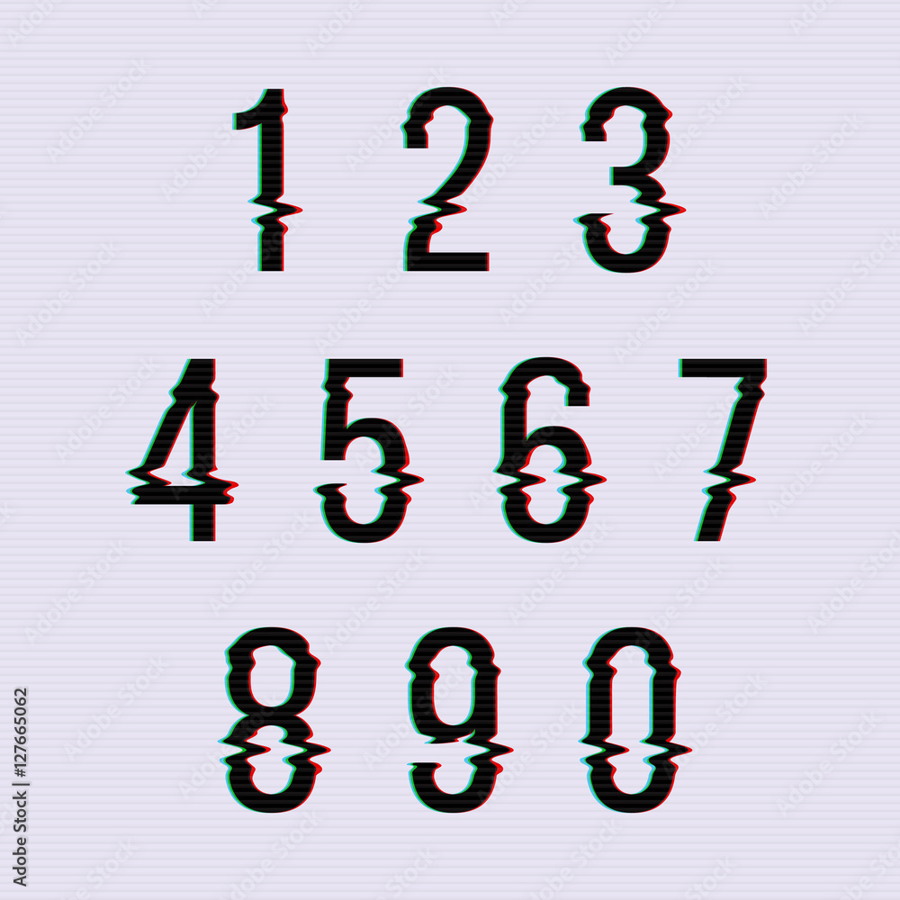 Frozen glitch screen distortion vector numbers Stock Vector | Adobe Stock