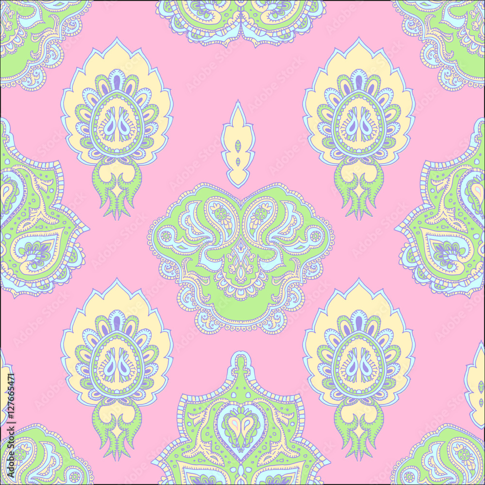 Pink paisley seamless pattern.Traditional ethnic pattern. Vector image ...