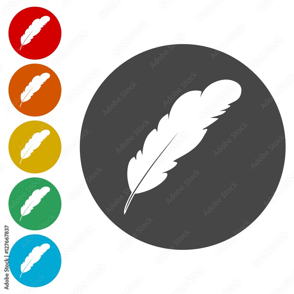 Feather sign illustration set Stock Vector | Adobe Stock