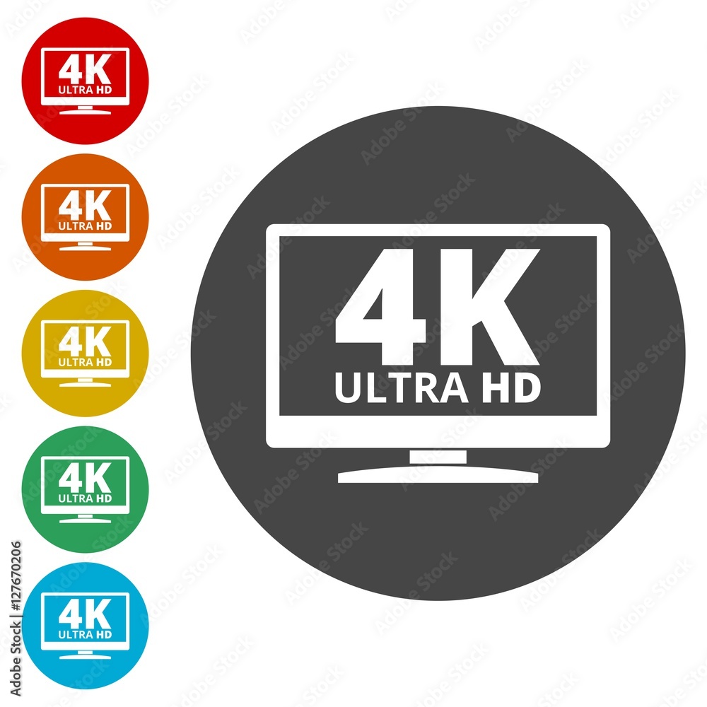 4K tv sticker set Stock Vector | Adobe Stock