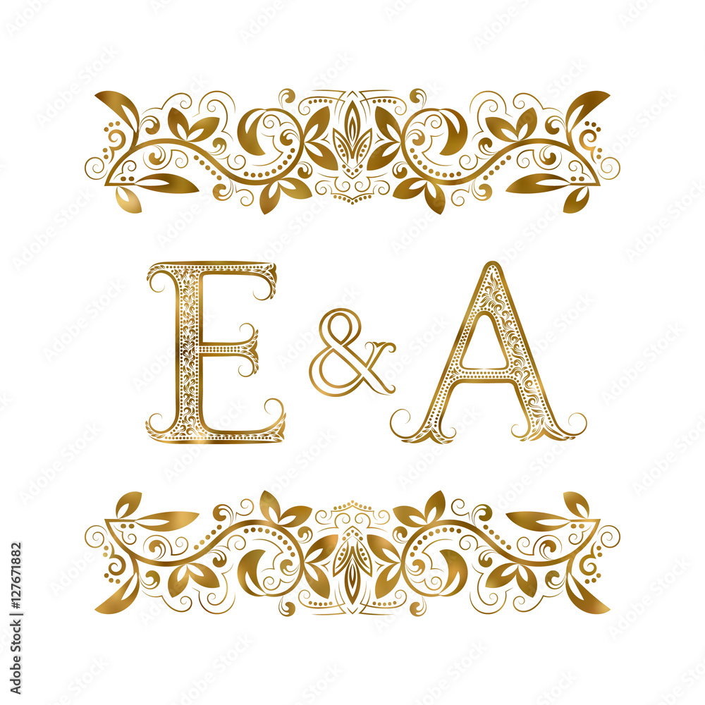 E and A vintage initials logo symbol. The letters are surrounded by ...