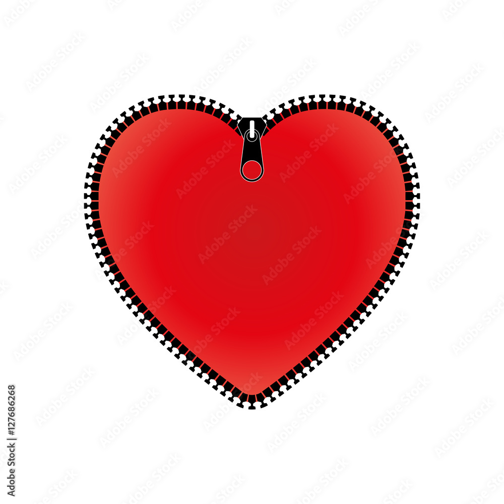 Red heart with zipper, vector illustration. Stock Vector | Adobe Stock