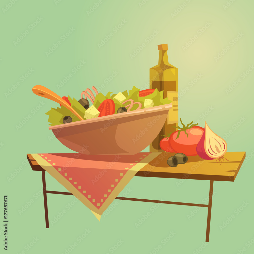 Salad Cartoon Concept Stock Illustration | Adobe Stock