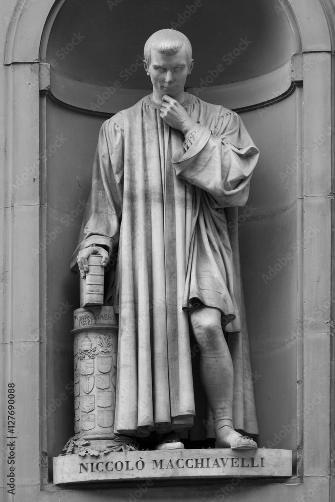 Statue of Italian Renaissance diplomat and writer Niccolo Machiavelli ...