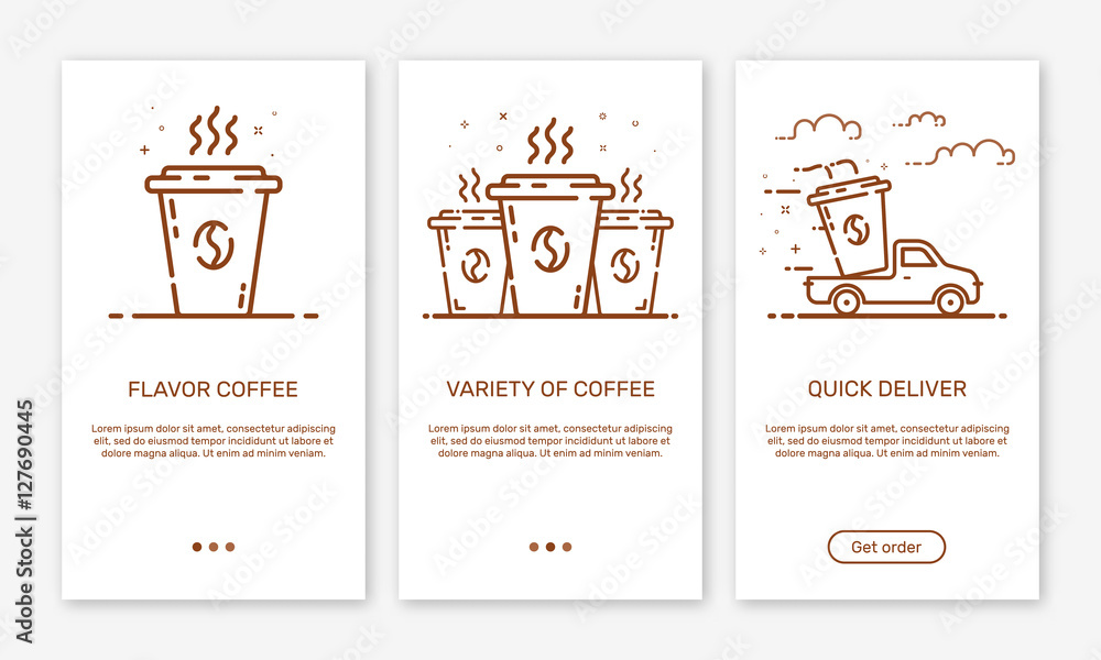 Vector Illustration of onboarding app screens and outline web concept ...