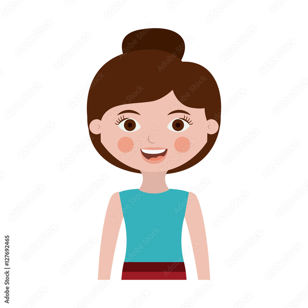 half body woman with collected hair vector illustration Stock Vector ...