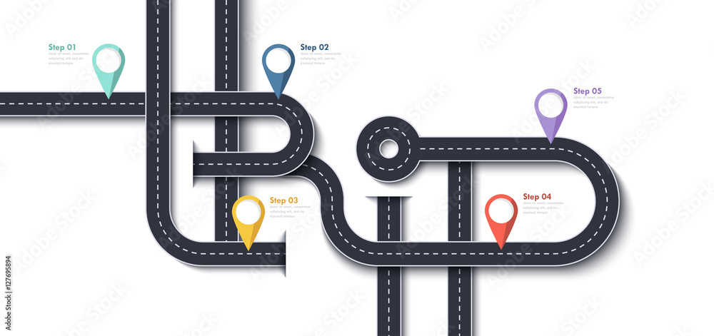 Road Trip and Journey Route. Business and Journey Infographic Design ...