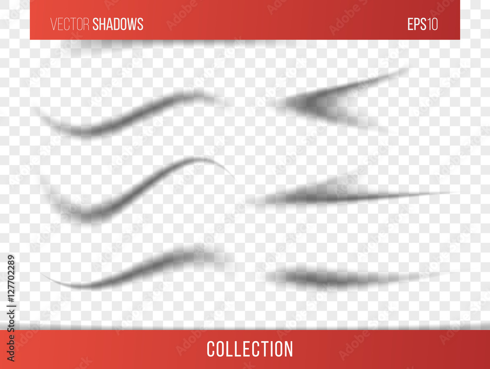 Realistic vector shadow with transparent background, set of transparent ...