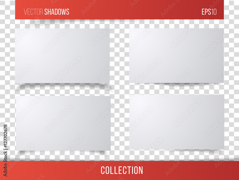 Realistic vector shadow with transparent background, set of transparent ...