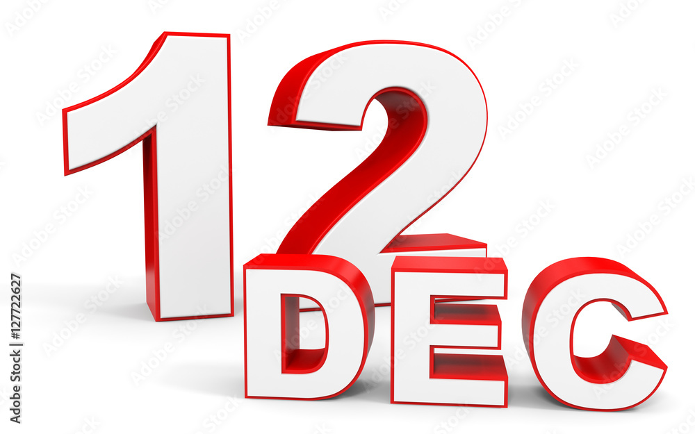 December 12. 3d text on white background. Stock Illustration | Adobe Stock