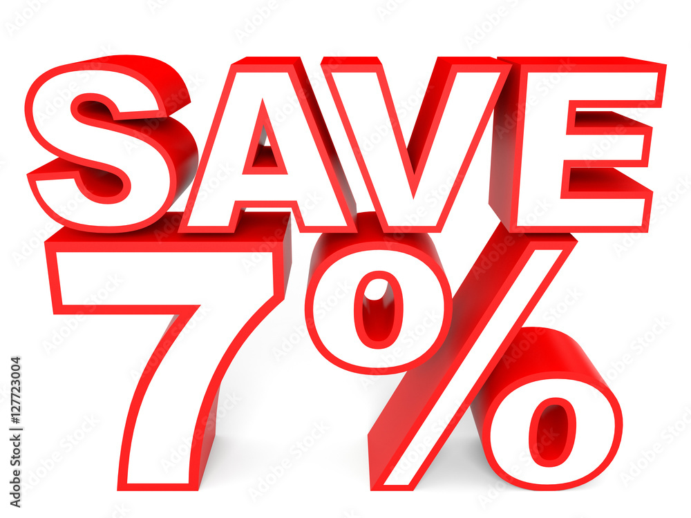 Discount 7 percent off. 3D illustration on white background. Stock ...