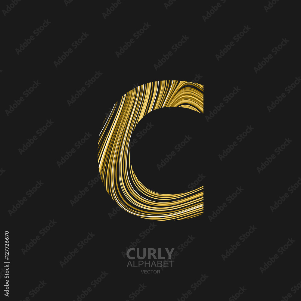 Curly textured Letter C. Stock Vector | Adobe Stock