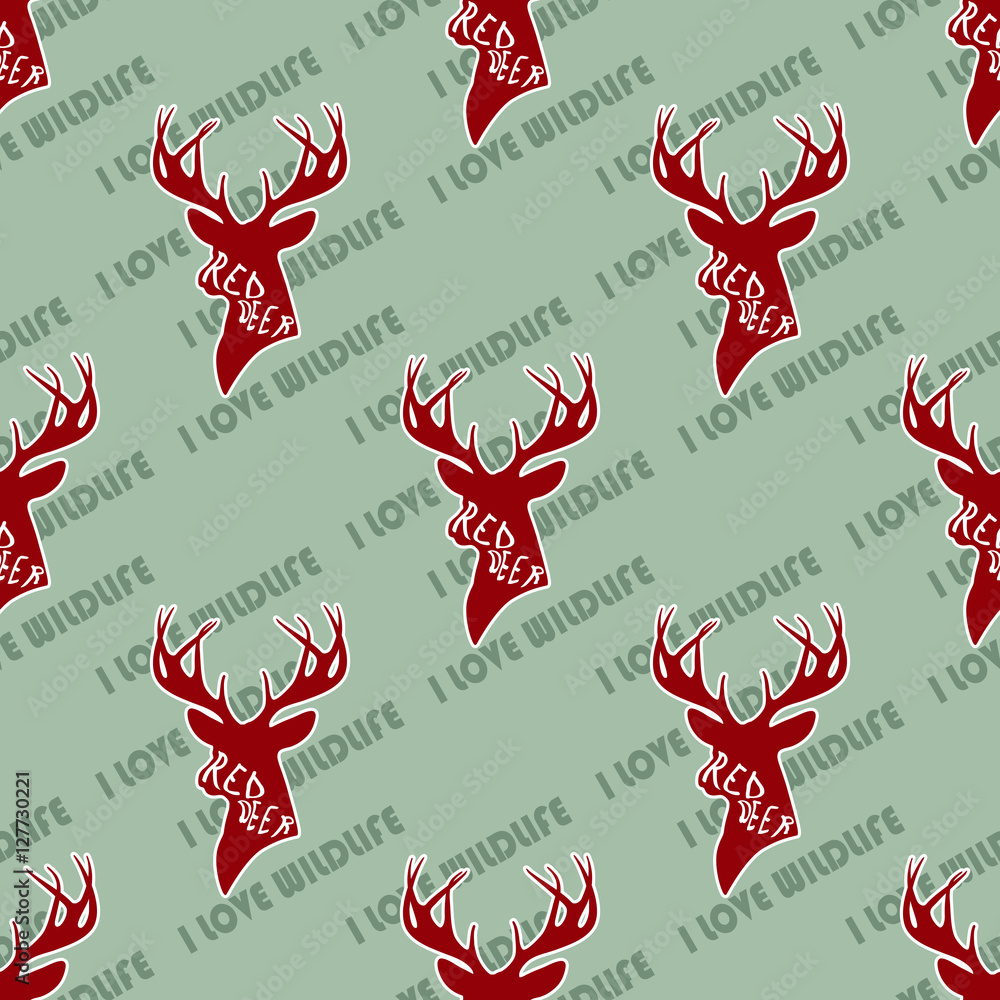 deer head with antlers. one young. seamless texture . pattern and ...