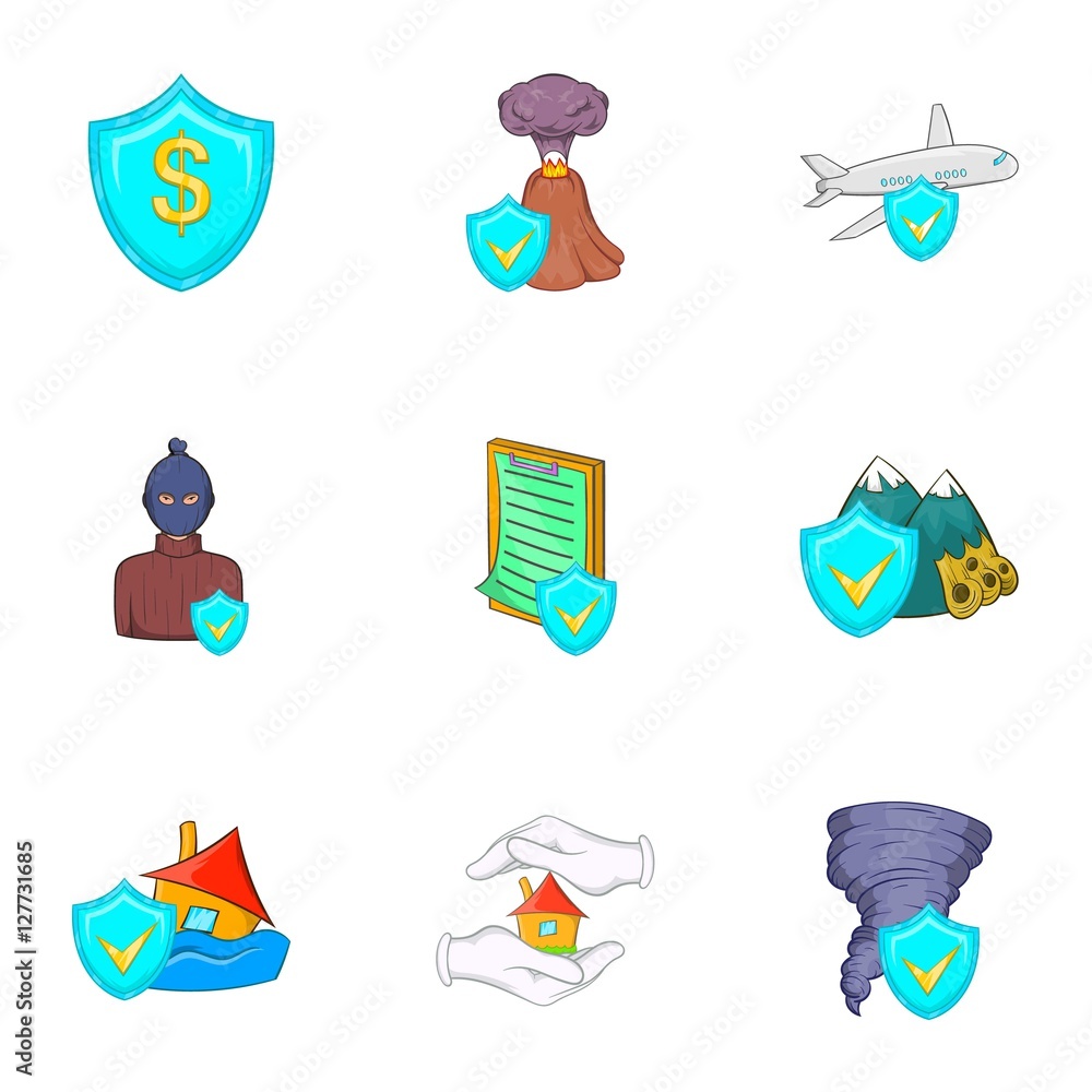 Crash icons set. Cartoon illustration of 9 crash vector icons for web ...