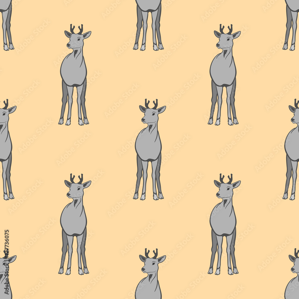 deer head with antlers. one young. seamless texture . pattern and ...