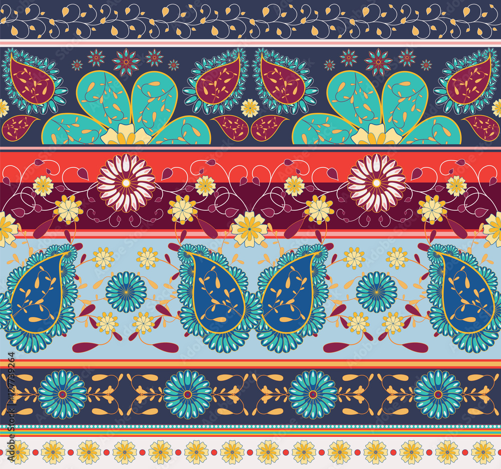 seamless vector paisley borders Stock Vector | Adobe Stock