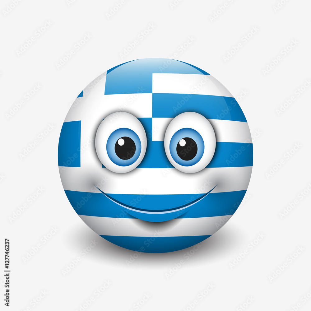 Cute emoticon isolated on white background with Greece flag motive ...