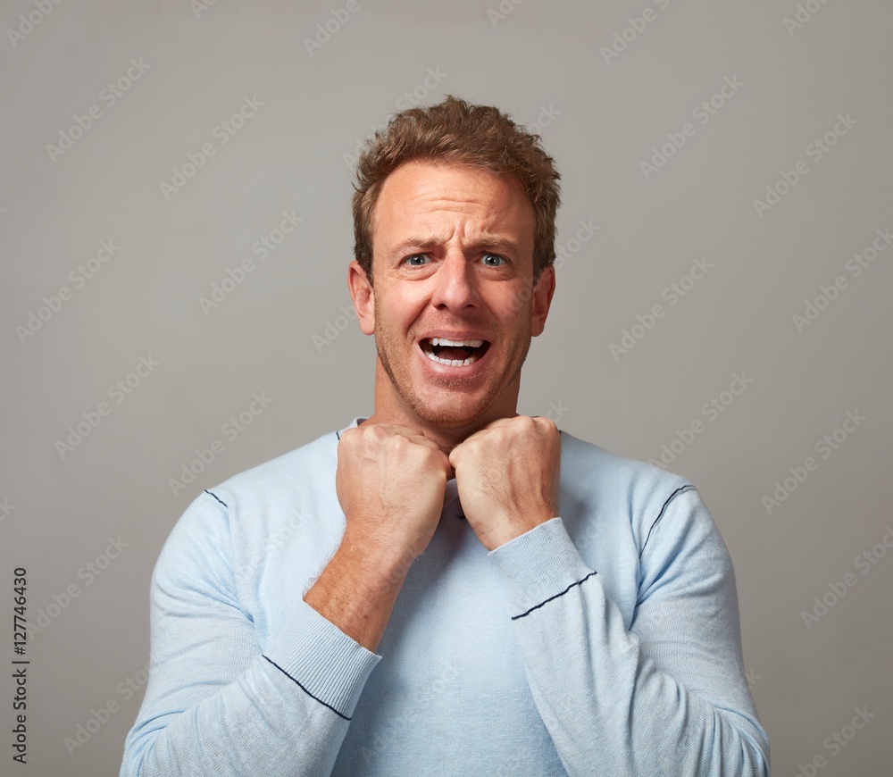 Scared man face. Stock-Foto | Adobe Stock