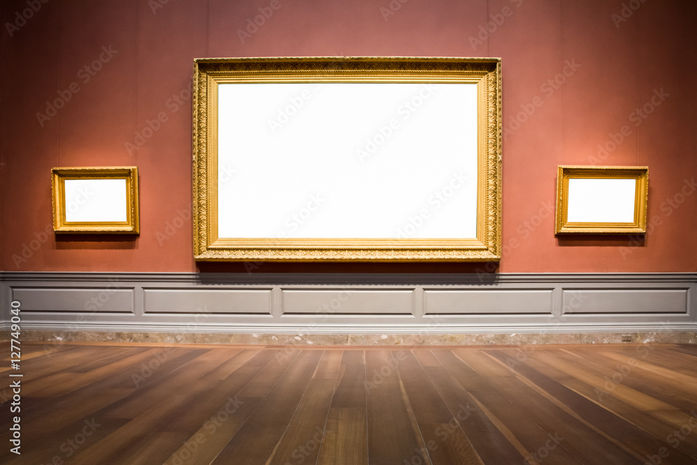 Three Ornate Picture Frames Art Gallery Museum Exhibit Blank Whi Stock ...