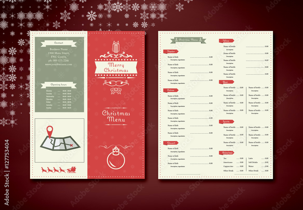 Christmas Dinner Menu Layout Stock Template | Adobe Stock