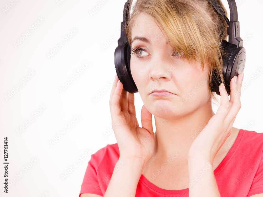 Sad Girl With Headphones