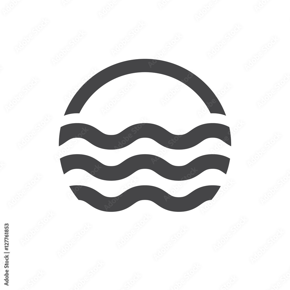 Water waves logo. Sea flowing sign. Water symbol. Black. Vector ...