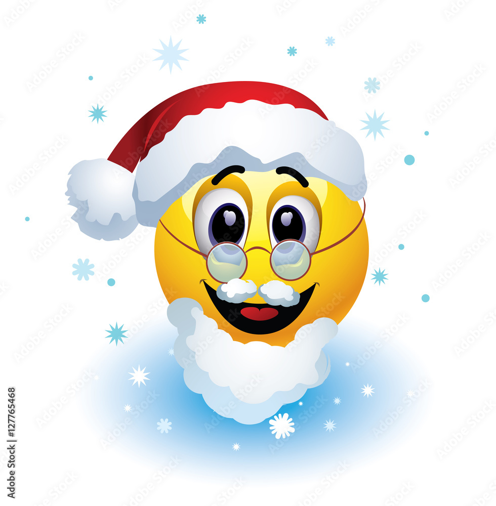 Smiley dressed as Santa Claus surrounded by snowflakes. Stock Vector ...