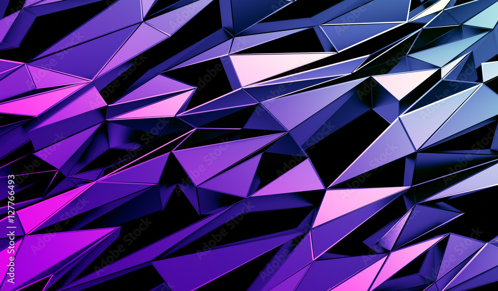 Abstract 3d rendering of triangulated surface. Contemporary background ...