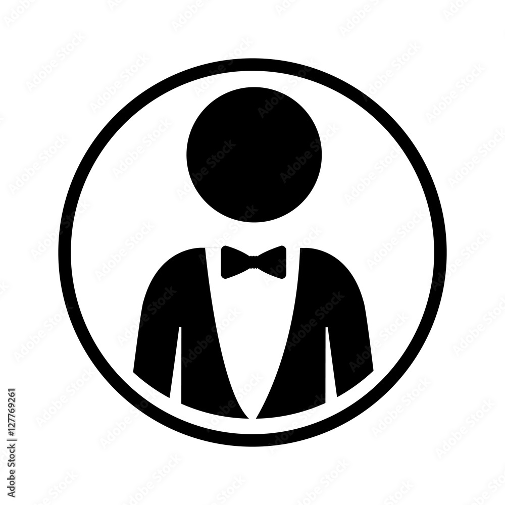 silhouette sphere of half body icon man formal style with bowtie vector ...